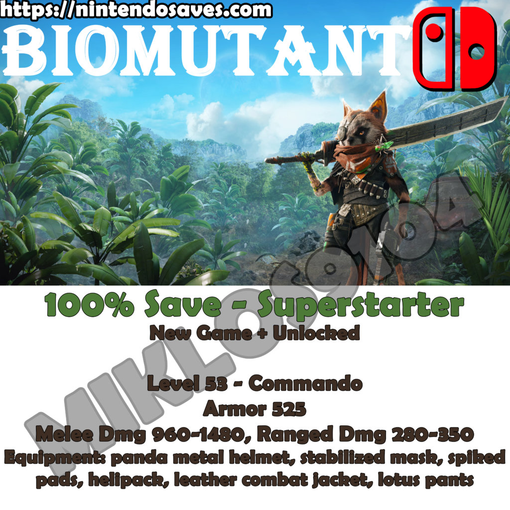 Biomutant - Nintendo Switch / Steam Save Editing
